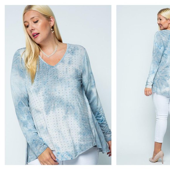 Vocal | Tops | Womens Plus Size Long Sleeve Top W Rhinestones | Poshmark